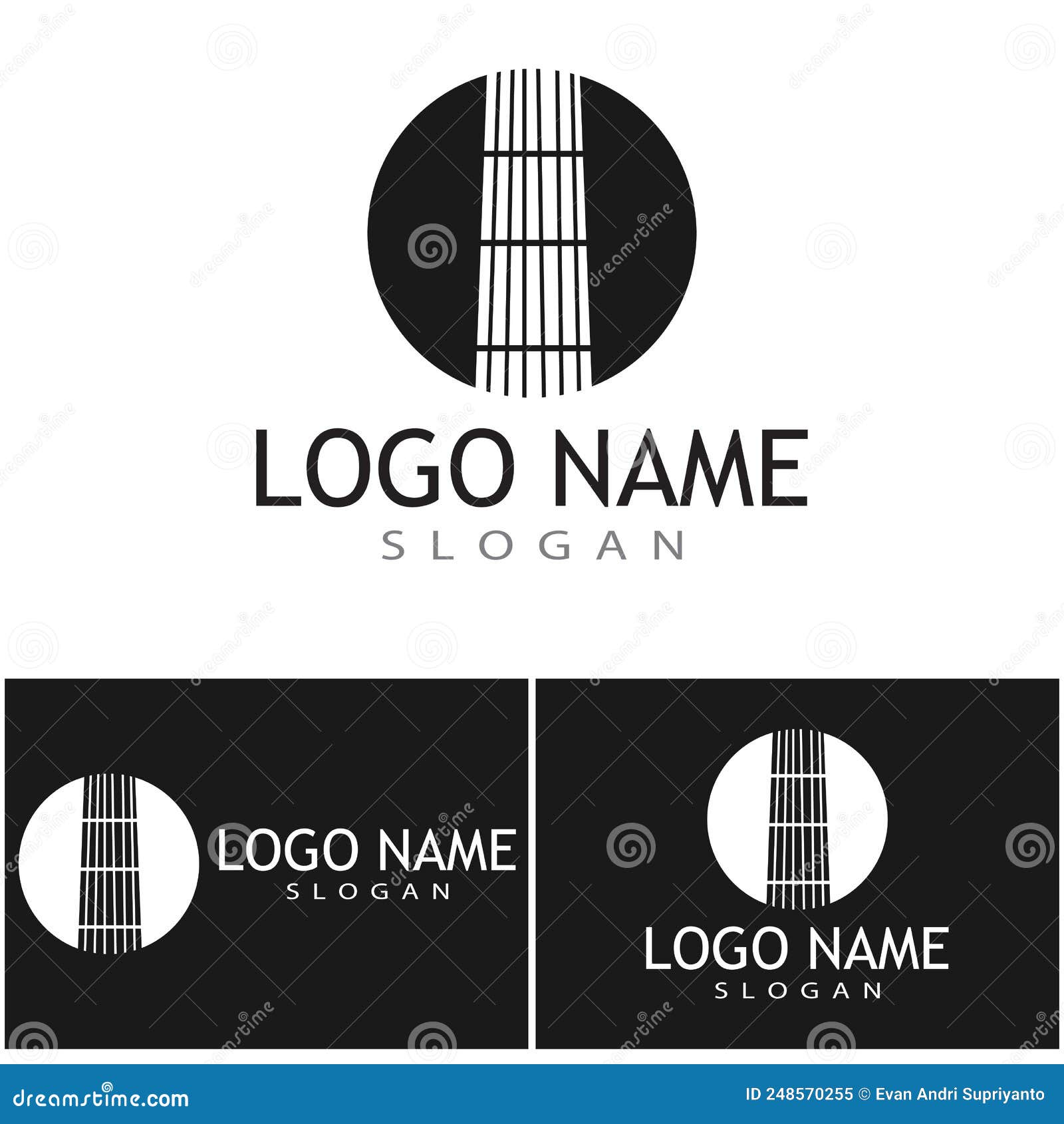 Cross Guitar Music Band Emblem Logo Design Stock Vector - Illustration ...