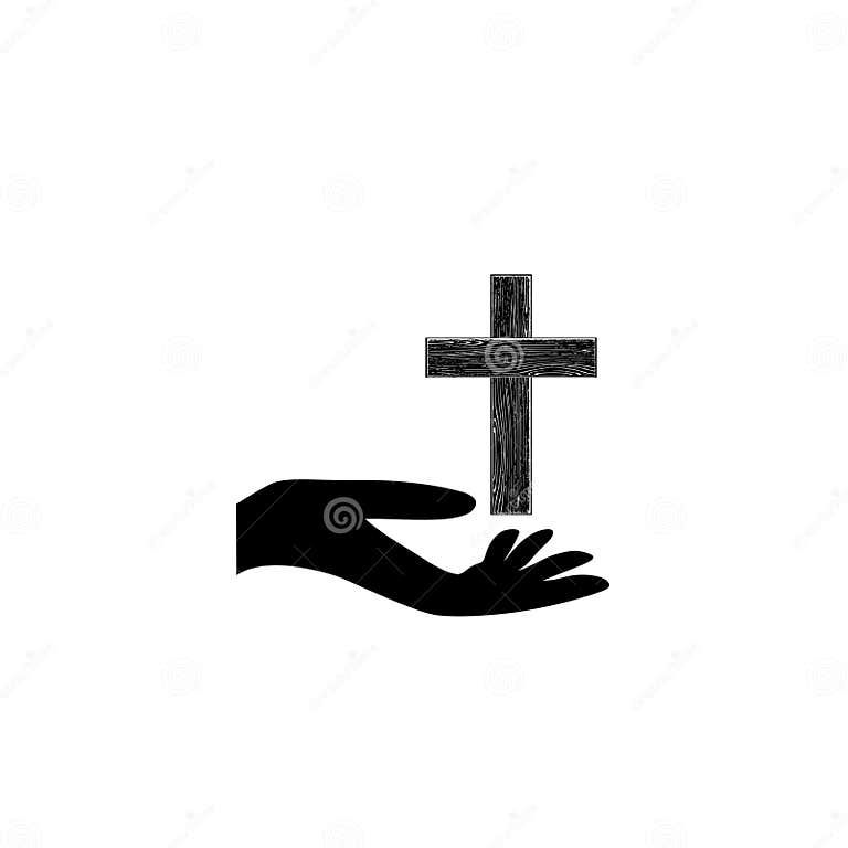 Cross in Hand Icon Isolated on White Background Stock Vector ...