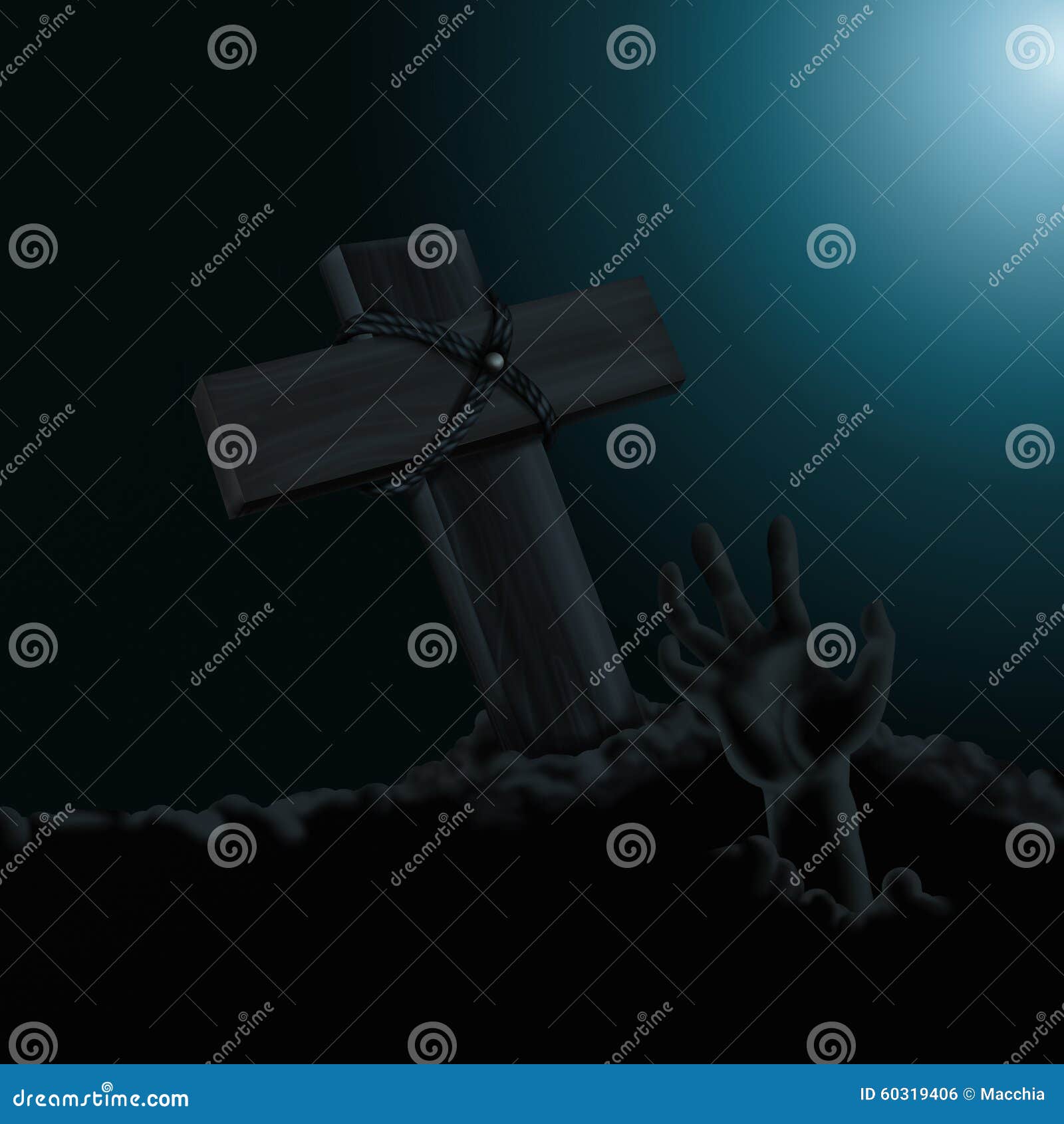 Cross and hand zombies stock illustration. Illustration of grave - 60319406