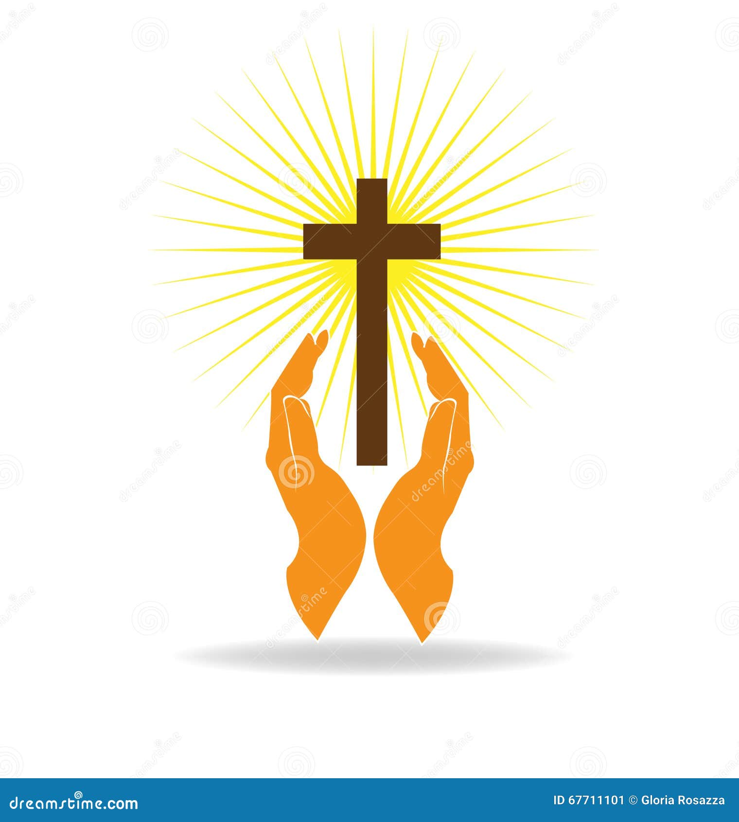 Cross and hands stock vector. Illustration of cooperation - 67711101