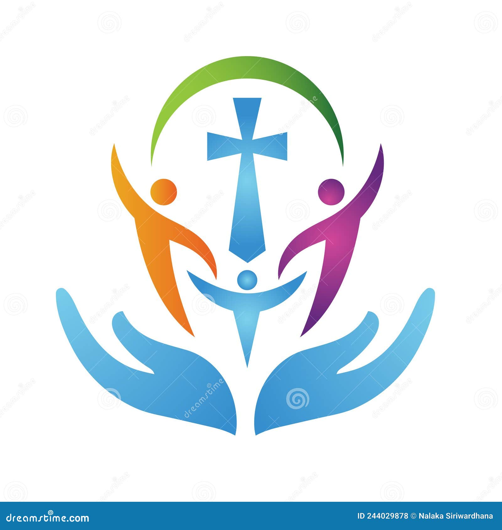 Cross and hands logo icon. stock vector. Illustration of bulb - 244029878