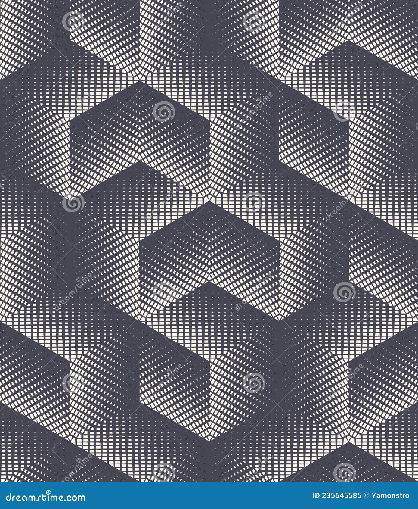 Cross Hatch Cube Isometric Shapes Seamless Pattern Vector Abstract ...