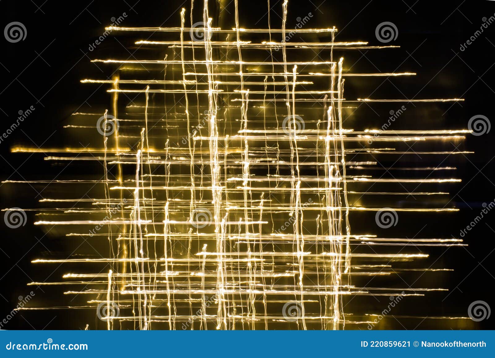 Cross Hatch Pattern of Golden Light Against a Black Background Stock ...