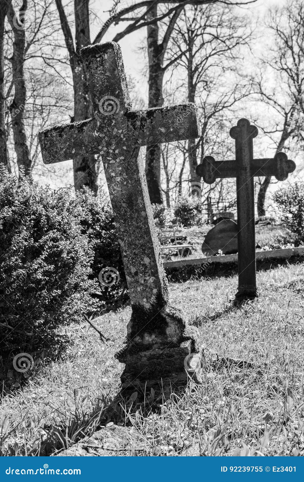 Cross Headstone in Cemetery. Stock Image - Image of church, holy: 92239755