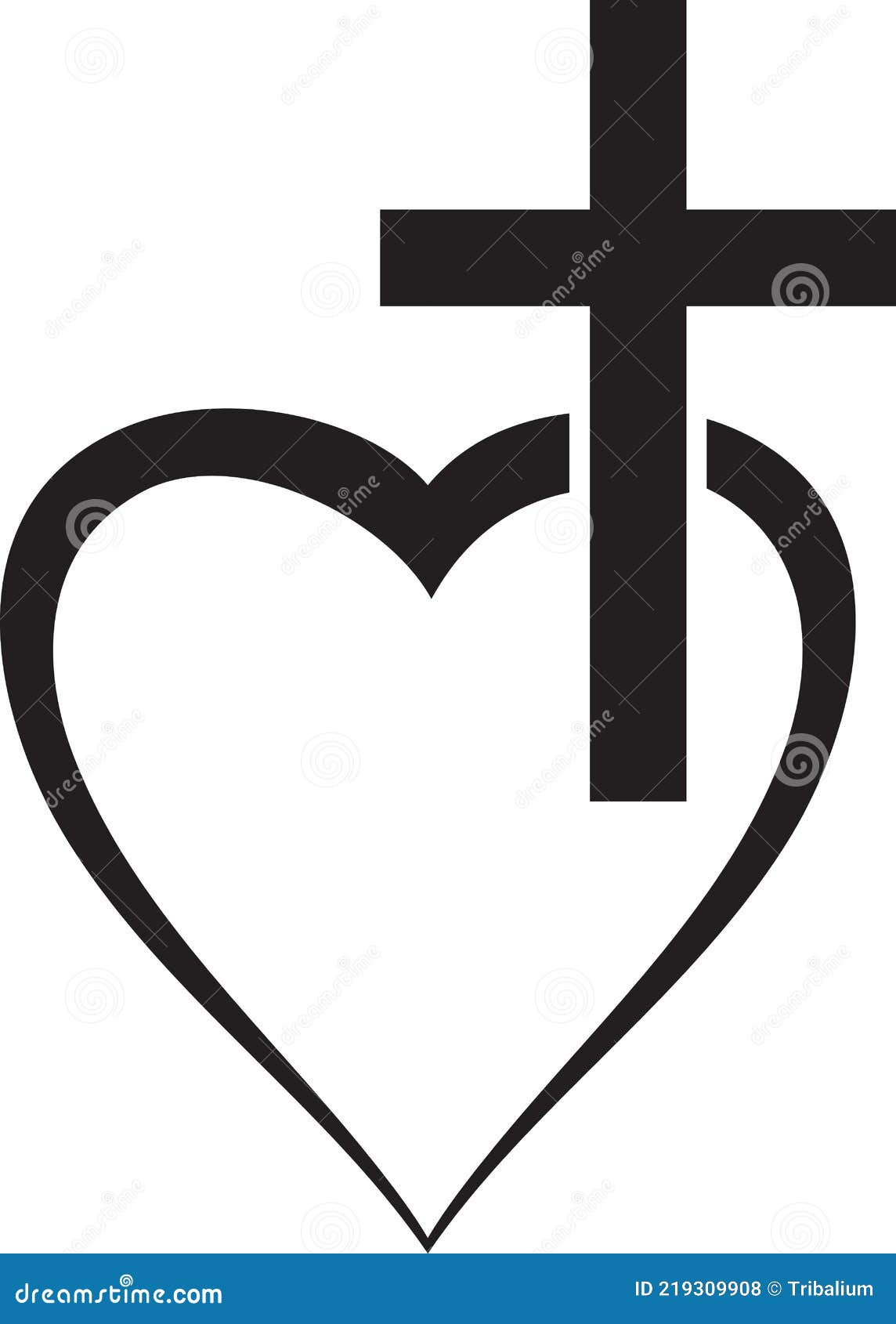 Cross and heart design stock vector. Illustration of design - 219309908