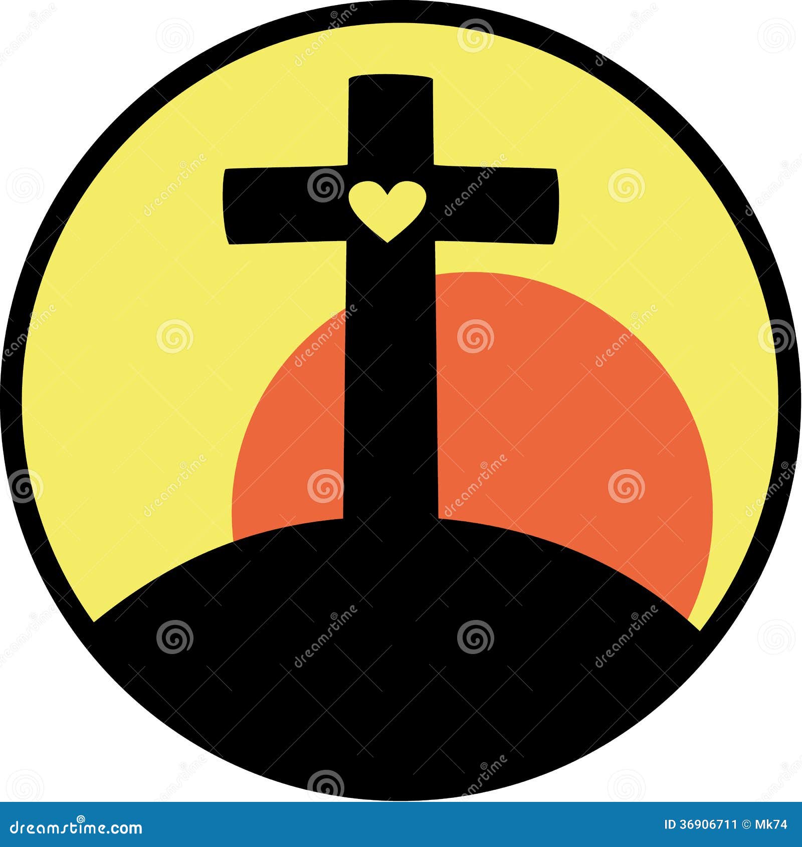 Cross with heart stock vector. Illustration of shape - 36906711