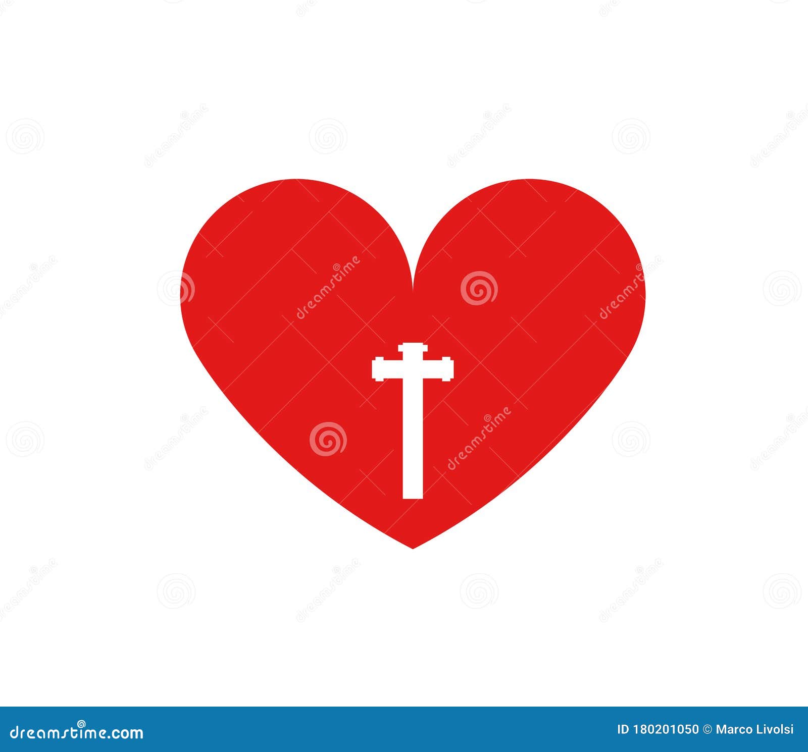 Cross Heart Icon Illustrated in Vector on White Background Stock ...