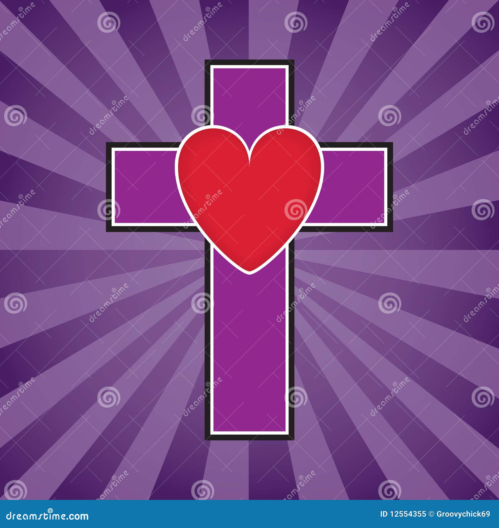 Cross and Heart Illustration Stock Vector - Illustration of kinship ...