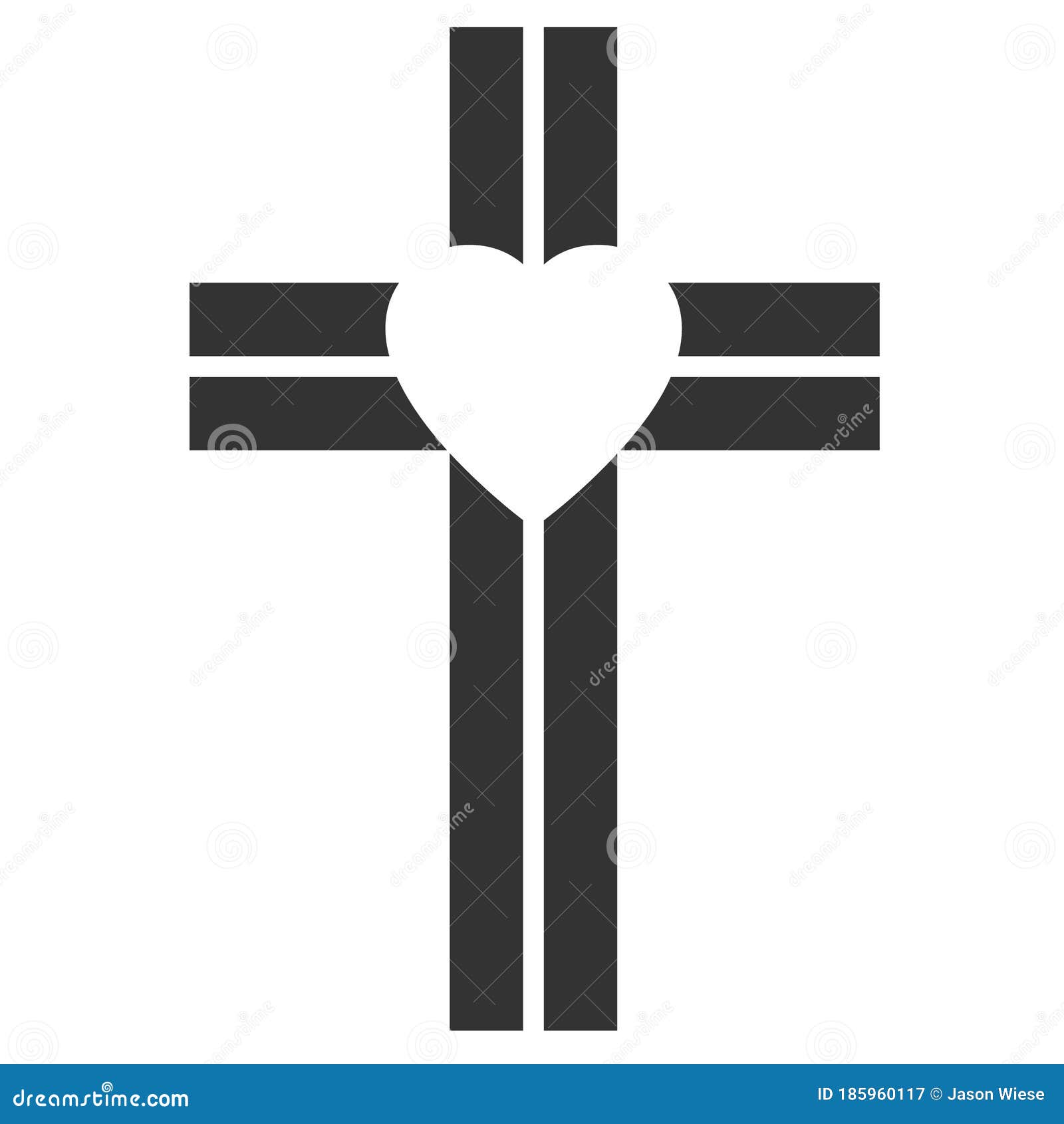 Cross and Heart Stylized Illustration Stock Vector - Illustration of ...
