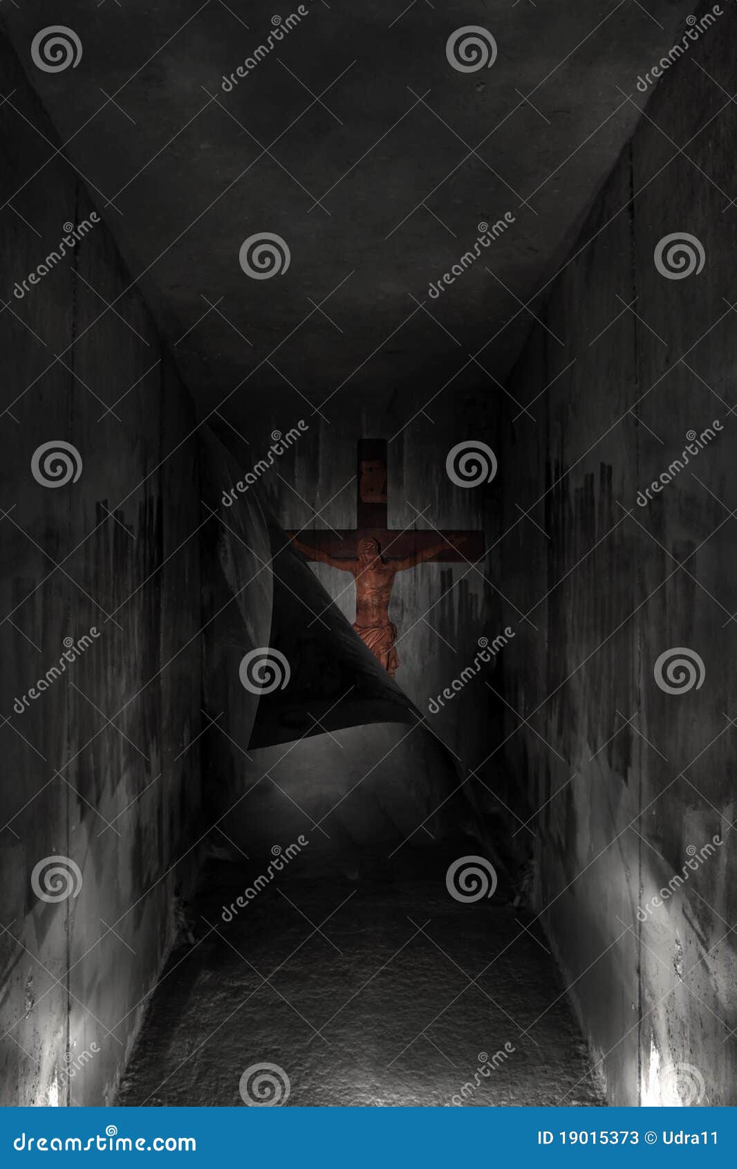 Cross in the hell dark stock illustration. Illustration of love - 19015373