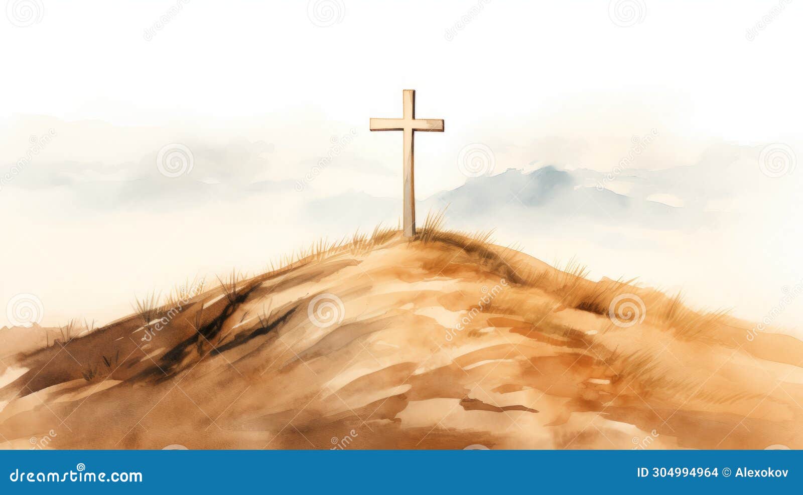 Cross on a Hill with Clouds in the Background. Illustration Stock ...