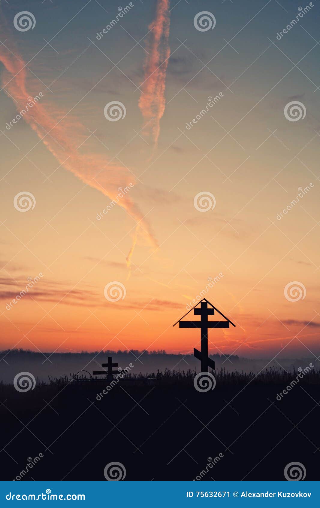 Cross on hill at sunset stock image. Image of catholicism - 75632671