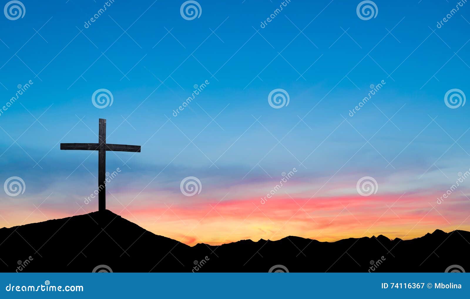 Cross on Hill at Sunset or Sunrise Stock Image - Image of gospel ...
