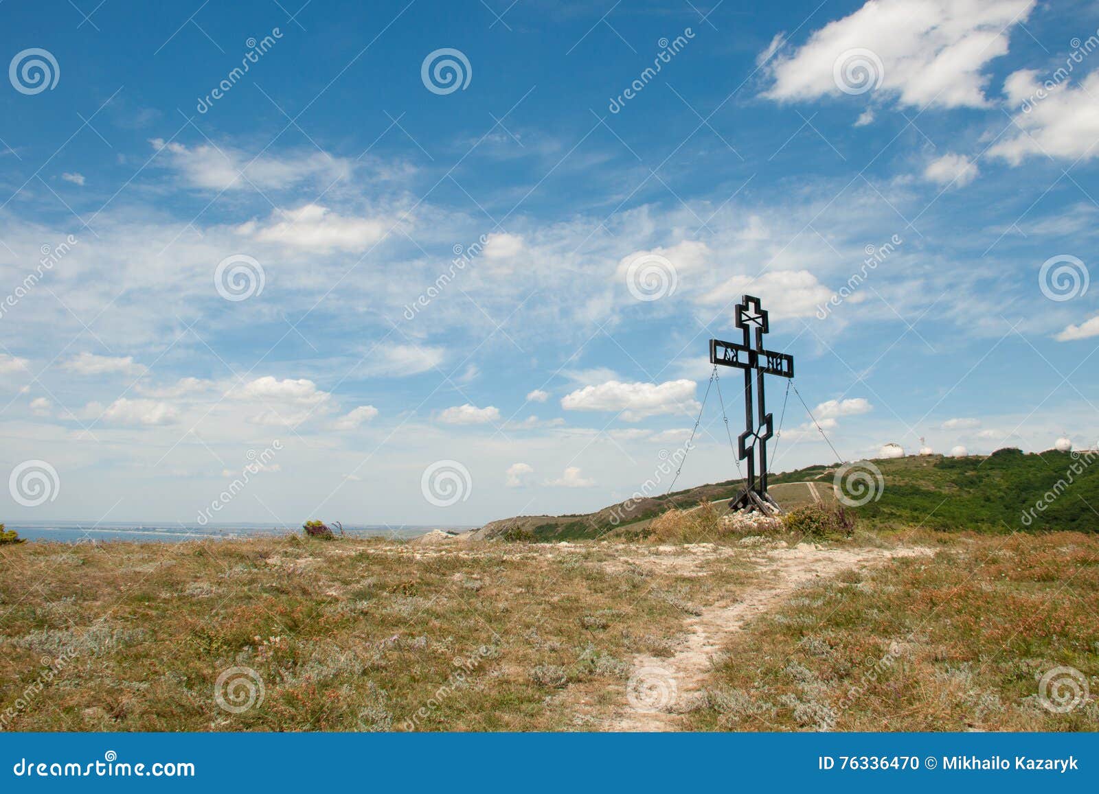 Cross of on the hill stock photo. Image of idyllic, landscape - 76336470