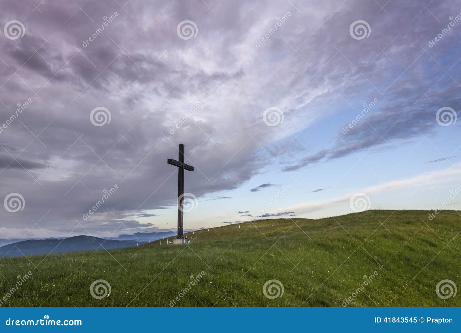 Cross on the hill stock image. Image of clouds, faith - 41843545