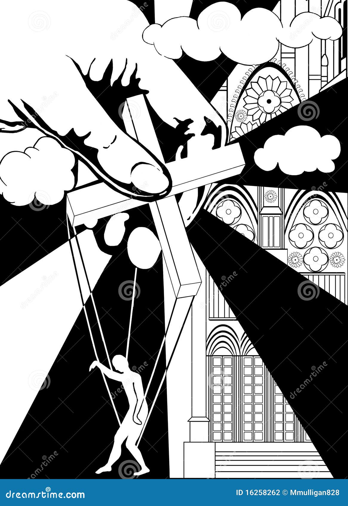 Cross and Human Puppet stock illustration. Illustration of crucifix ...