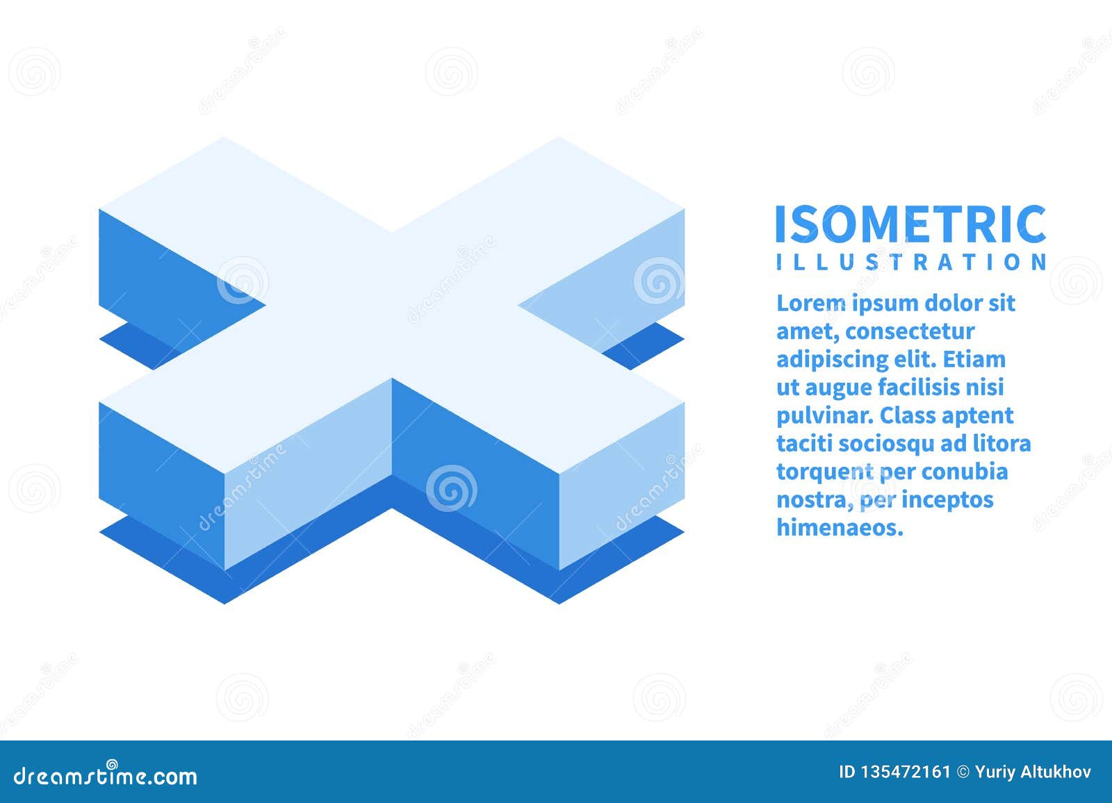 Cross Icon. Isometric Template for Web Design in Flat 3D Style Stock ...