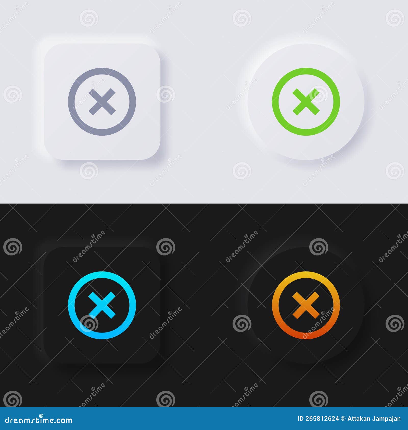 Cross Icon Set, Multicolor Neumorphism Button Soft UI Design. Stock ...