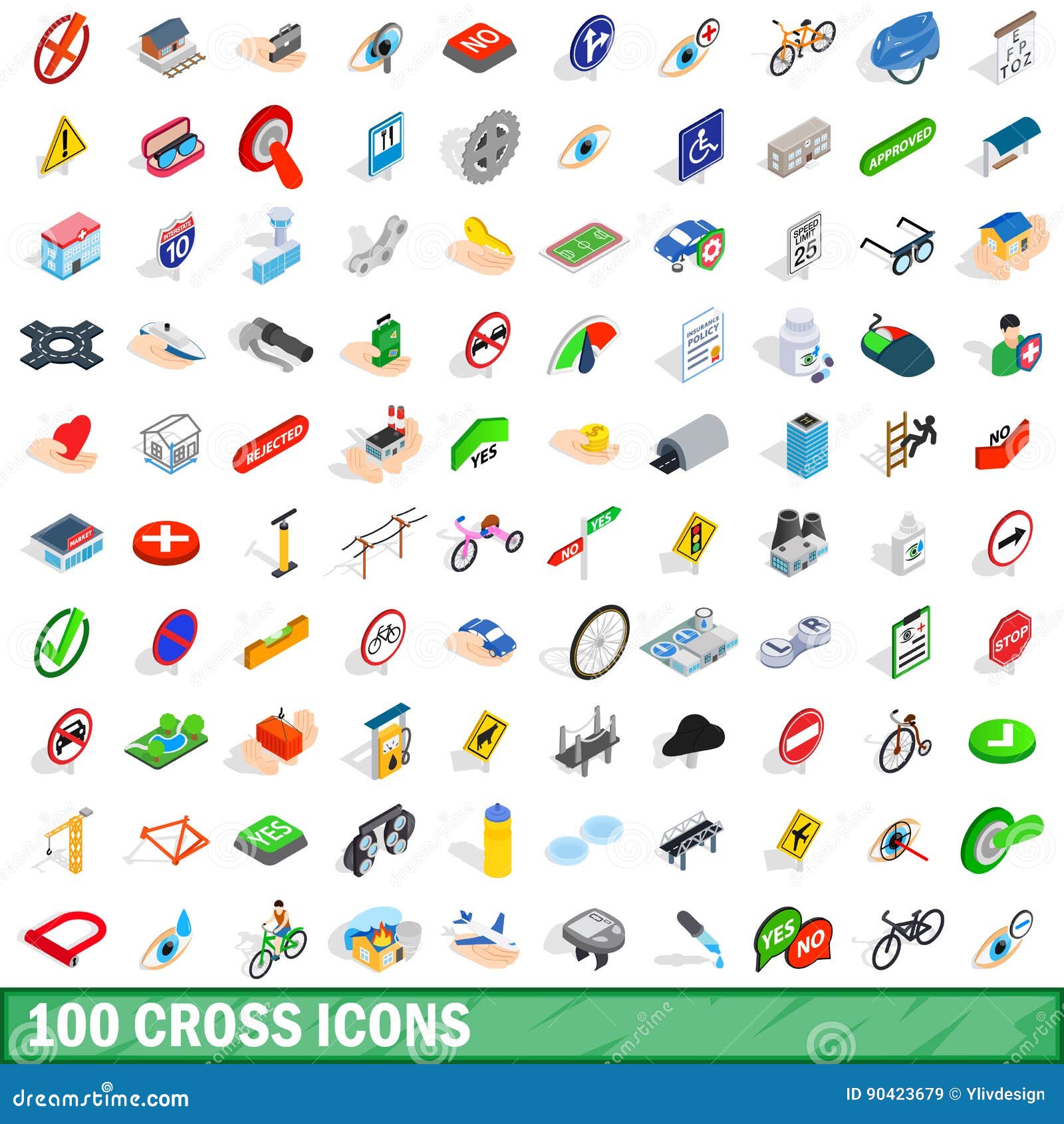 100 Cross Icons Set, Isometric 3d Style Stock Vector - Illustration of ...