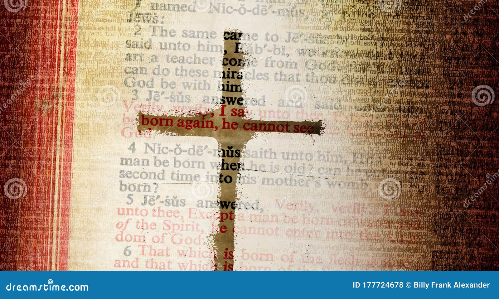 Cross Imprint in a Bible stock illustration. Illustration of christian ...