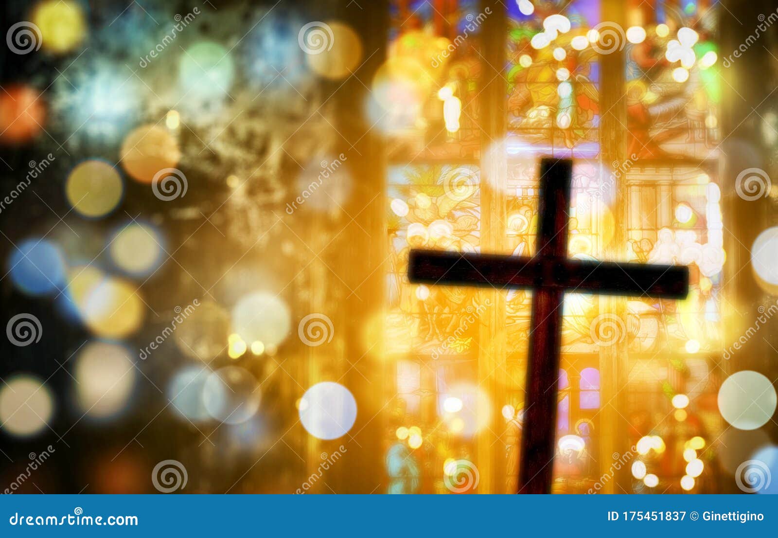 Cross inside a church stock image. Image of glass, sanctuary - 175451837
