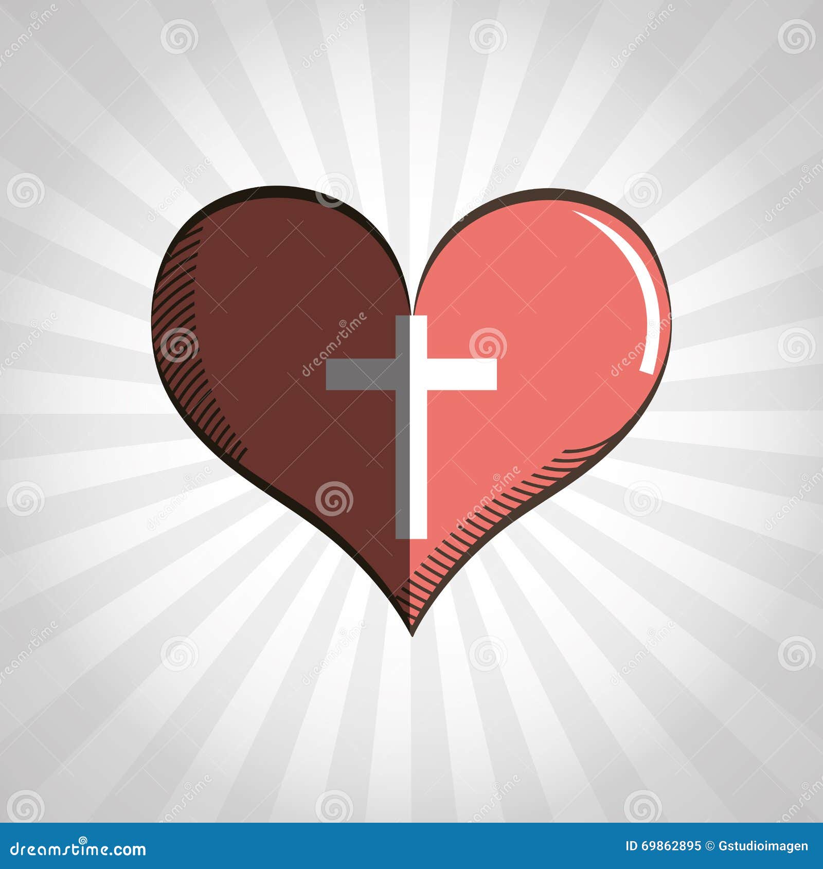 Cross Inside Heart Design Stock Illustrations – 172 Cross Inside Heart ...