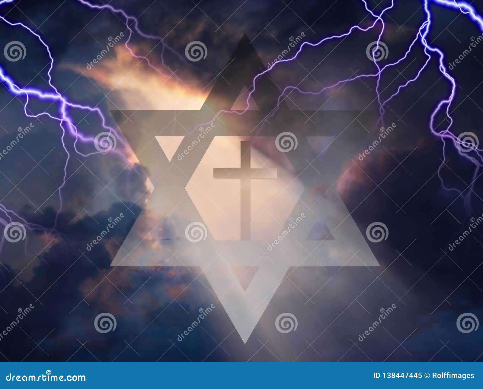 Cross inside Star of David stock illustration. Illustration of israeli ...