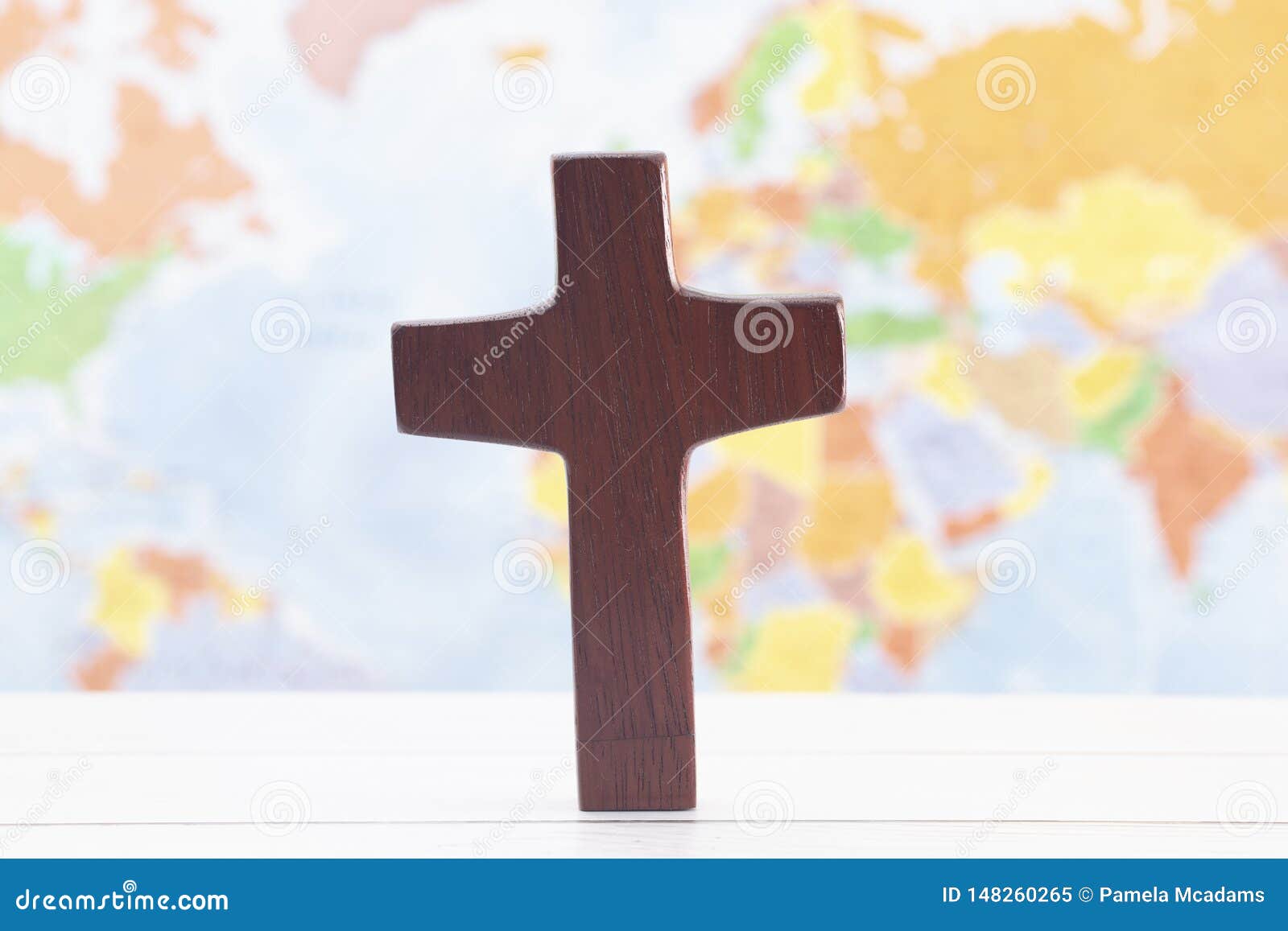The Cross of Jesus Against the Background of a Map Stock Image - Image ...