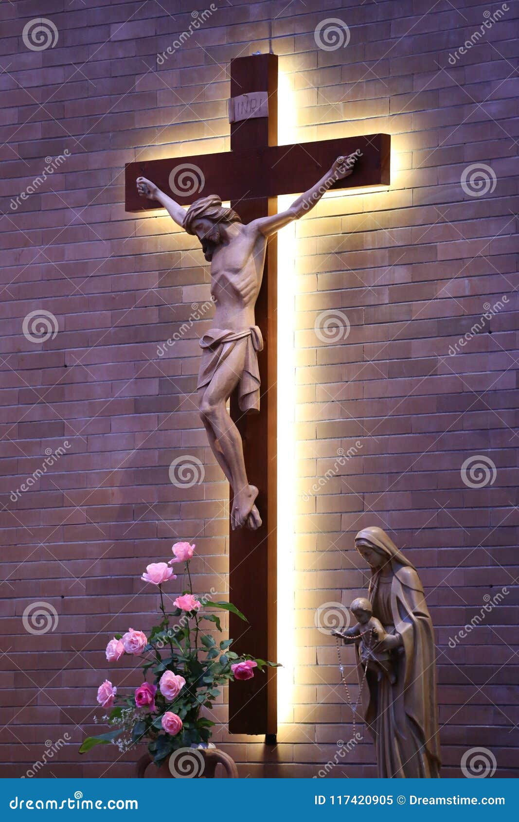 A Cross with Jesus in a Chapel in Rome. Stock Image - Image of church ...