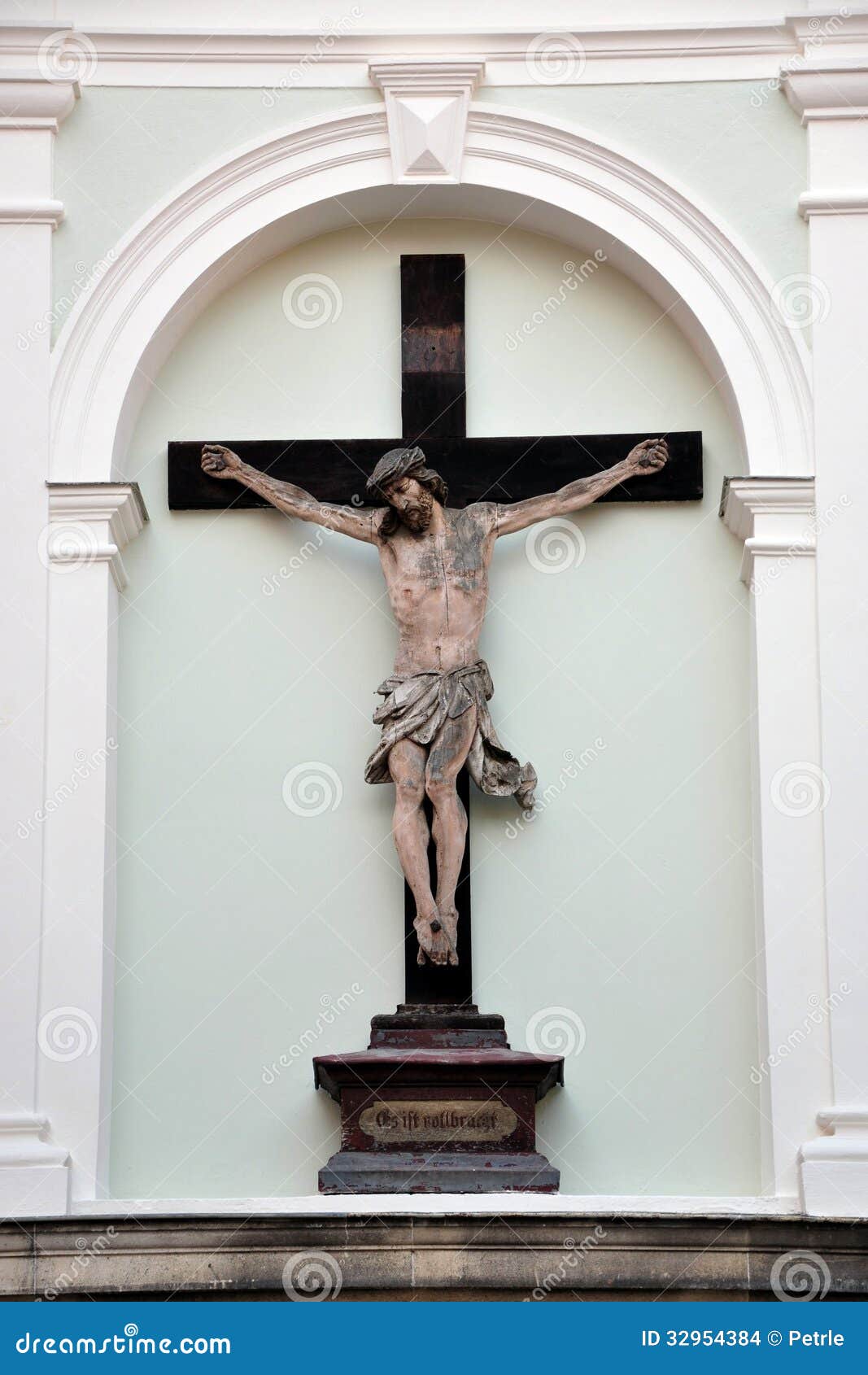 Cross of Jesus Christ on the Wall Stock Photo - Image of catholic ...