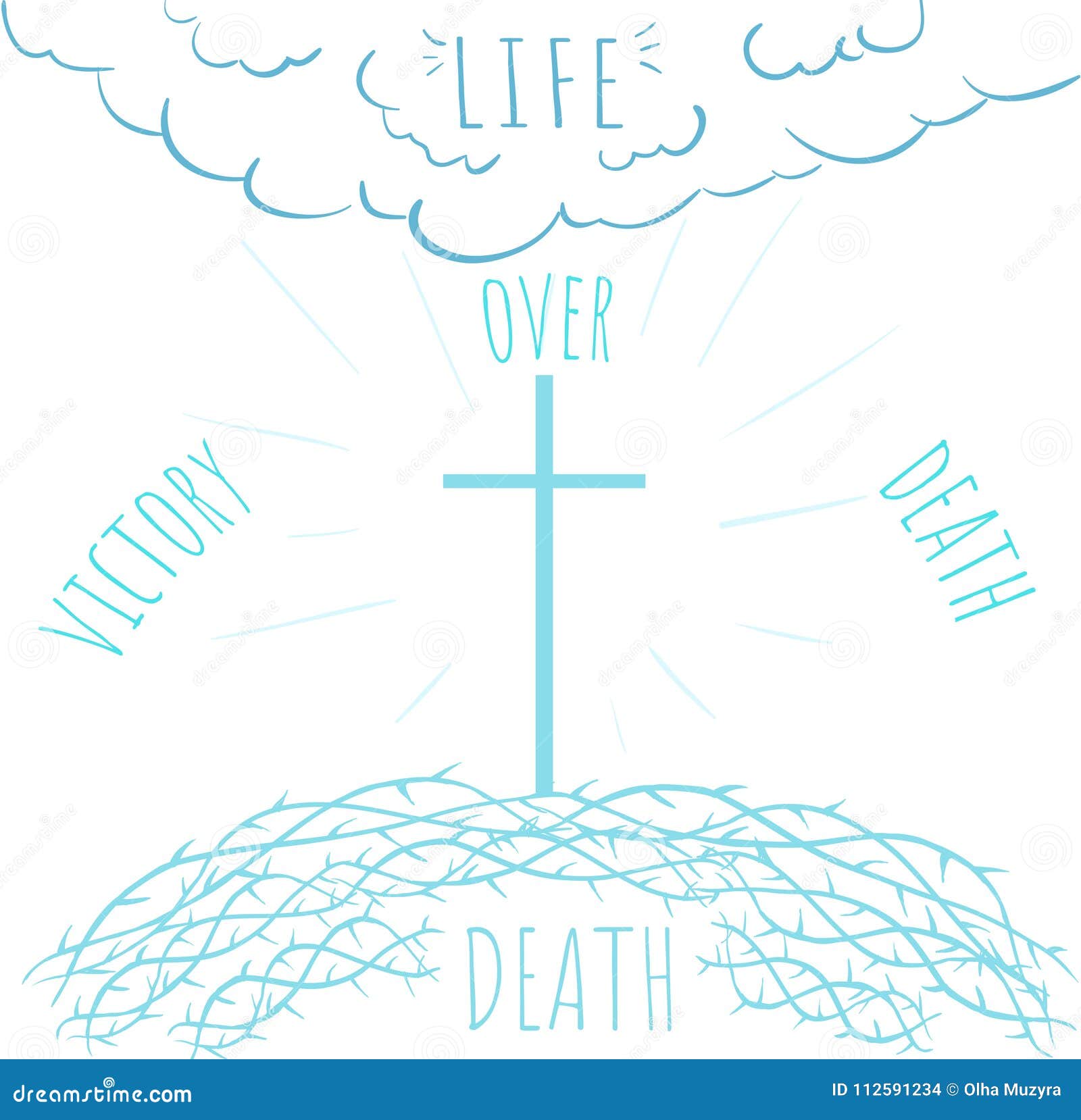 Cross Victory over death stock illustration. Illustration of blue ...