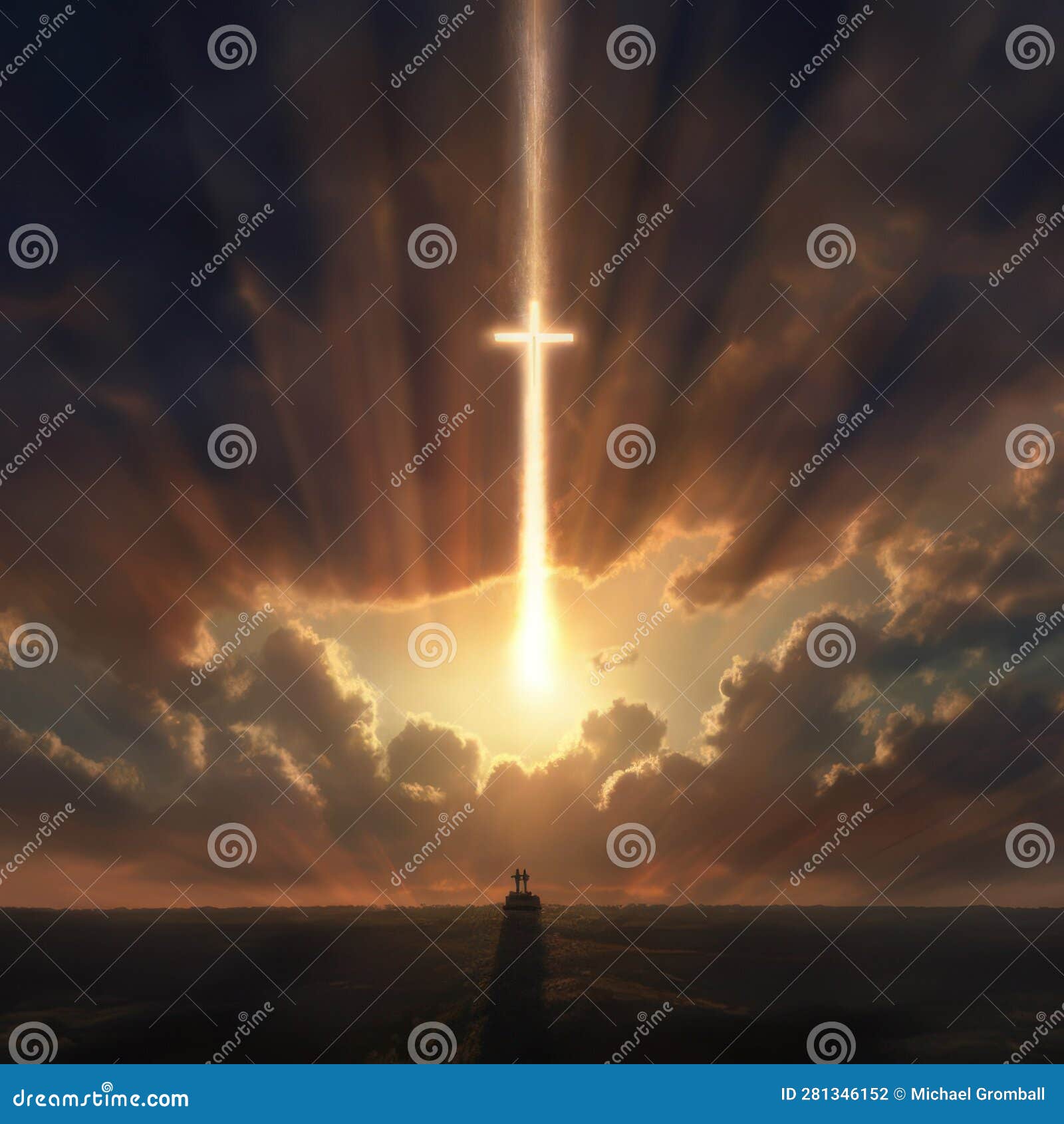 A Cross of Light Shining in the Sky Created with Generative AI Stock ...
