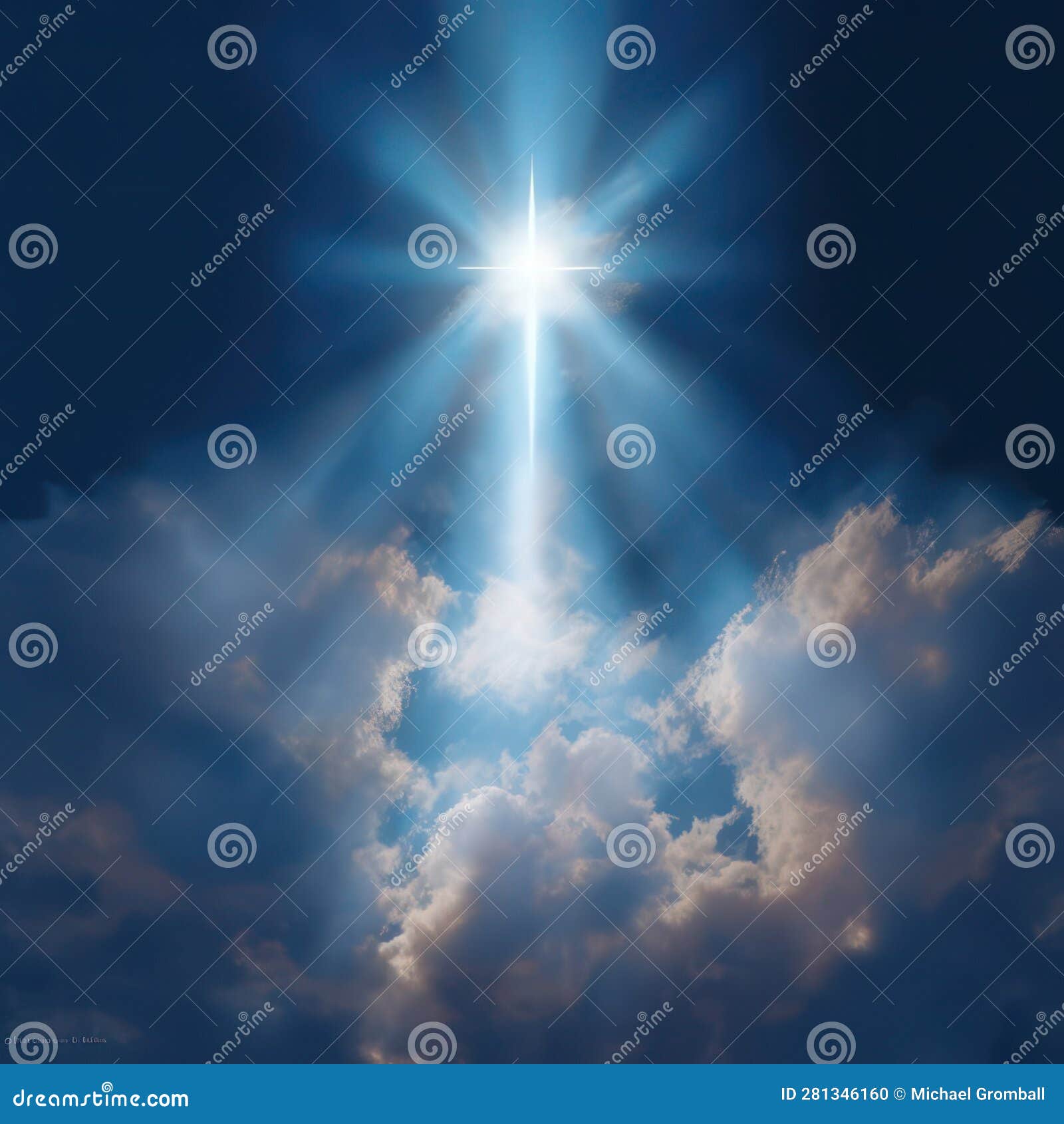 A Cross of Light Shining in the Sky Created with Generative AI Stock ...