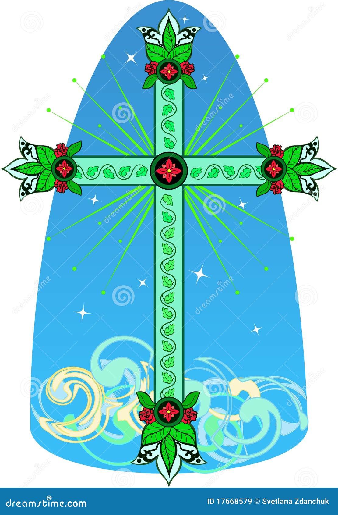 The Cross with Light in Stars Sky Stock Vector - Illustration of ...