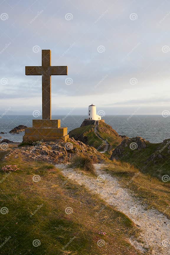 Cross and lighthouse stock photo. Image of night, britain - 25083494