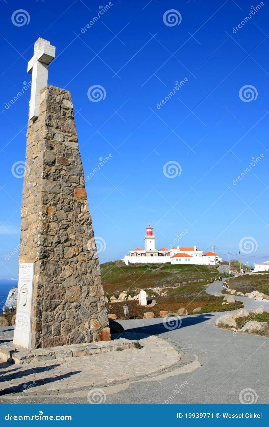 Cross and Lighthouse of Cabo Da Roca, Portugal Editorial Photo - Image ...