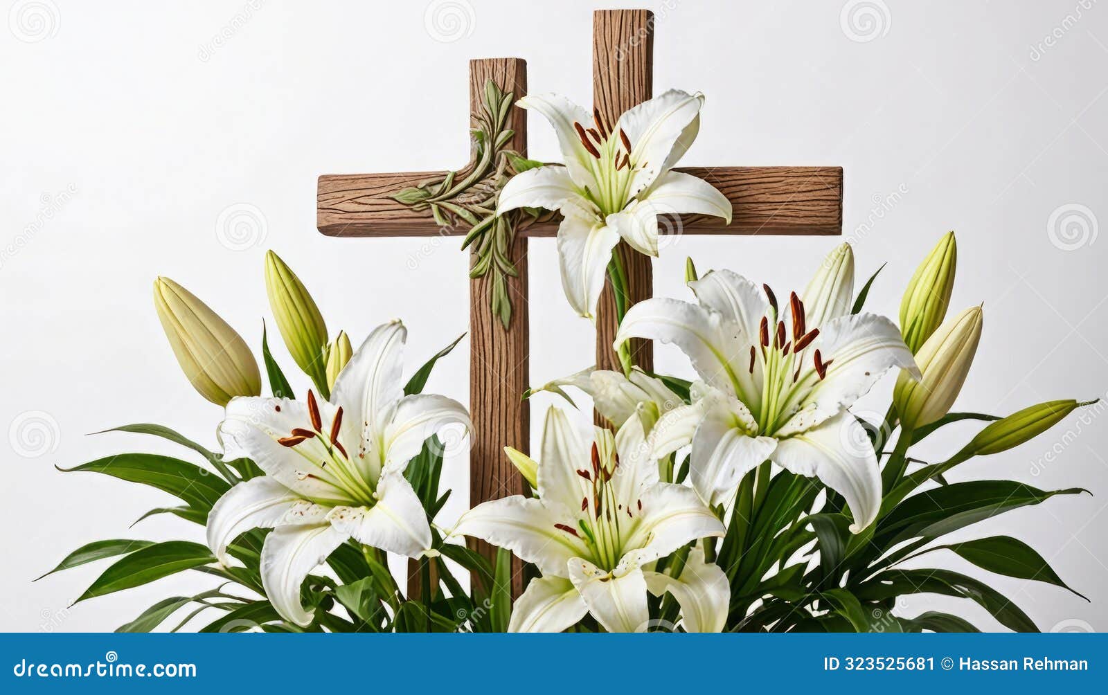 Cross with Lilies Isolated on White Background for Decorative Design ...