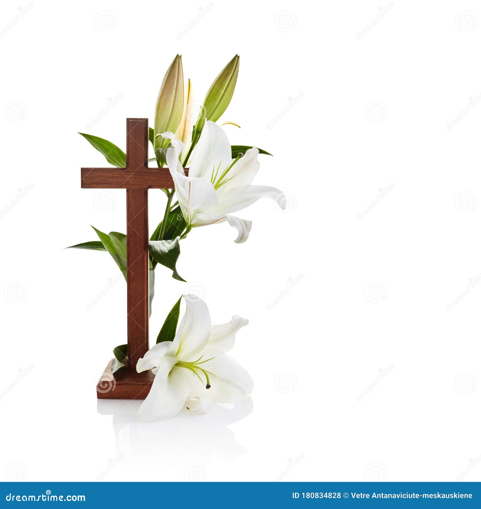 Cross with Lilies Isolated on White Background for Decorative Design ...
