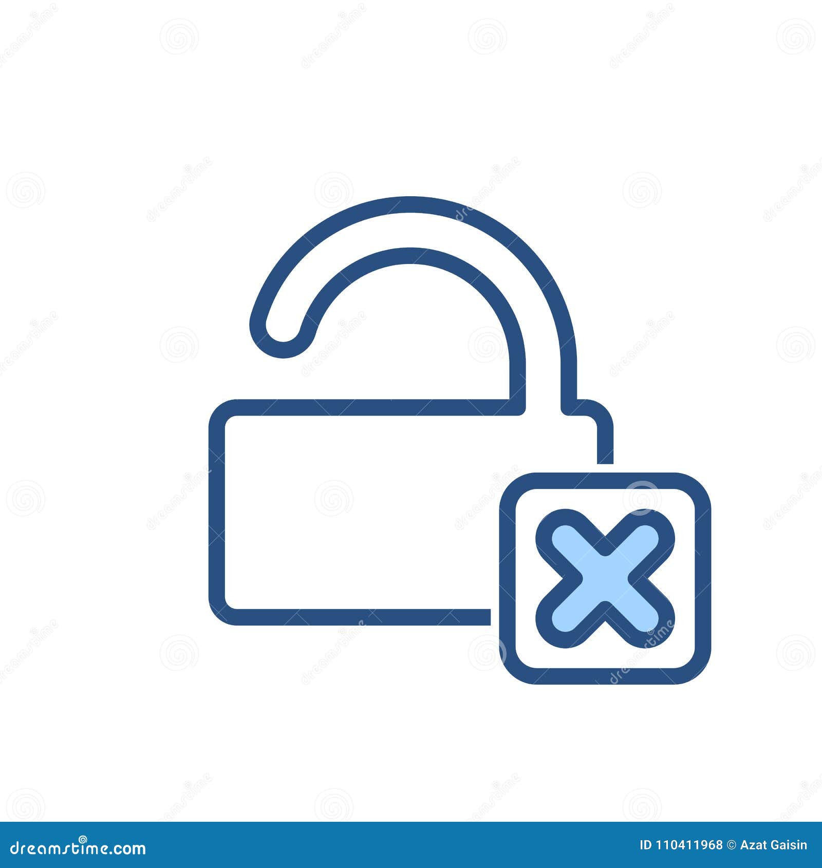 Cross Lock Open Remove Security Icon Stock Vector - Illustration of ...