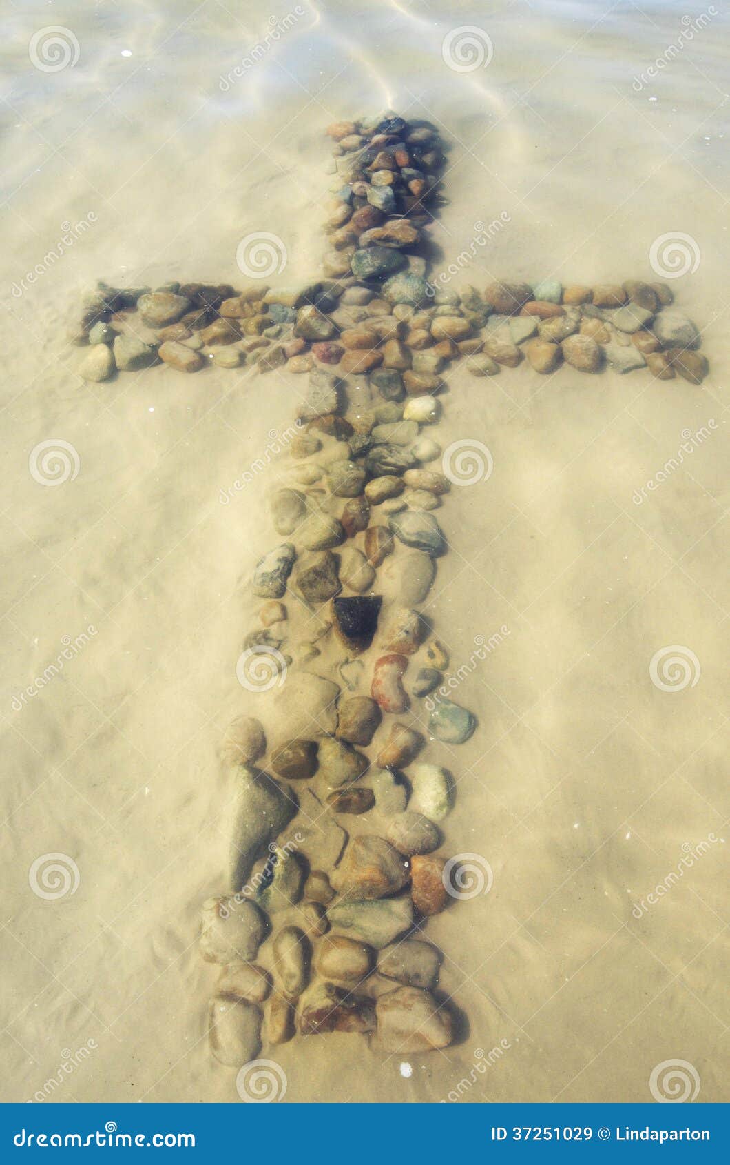 Cross Made of Rocks Underwater Stock Image - Image of water, symbolic ...