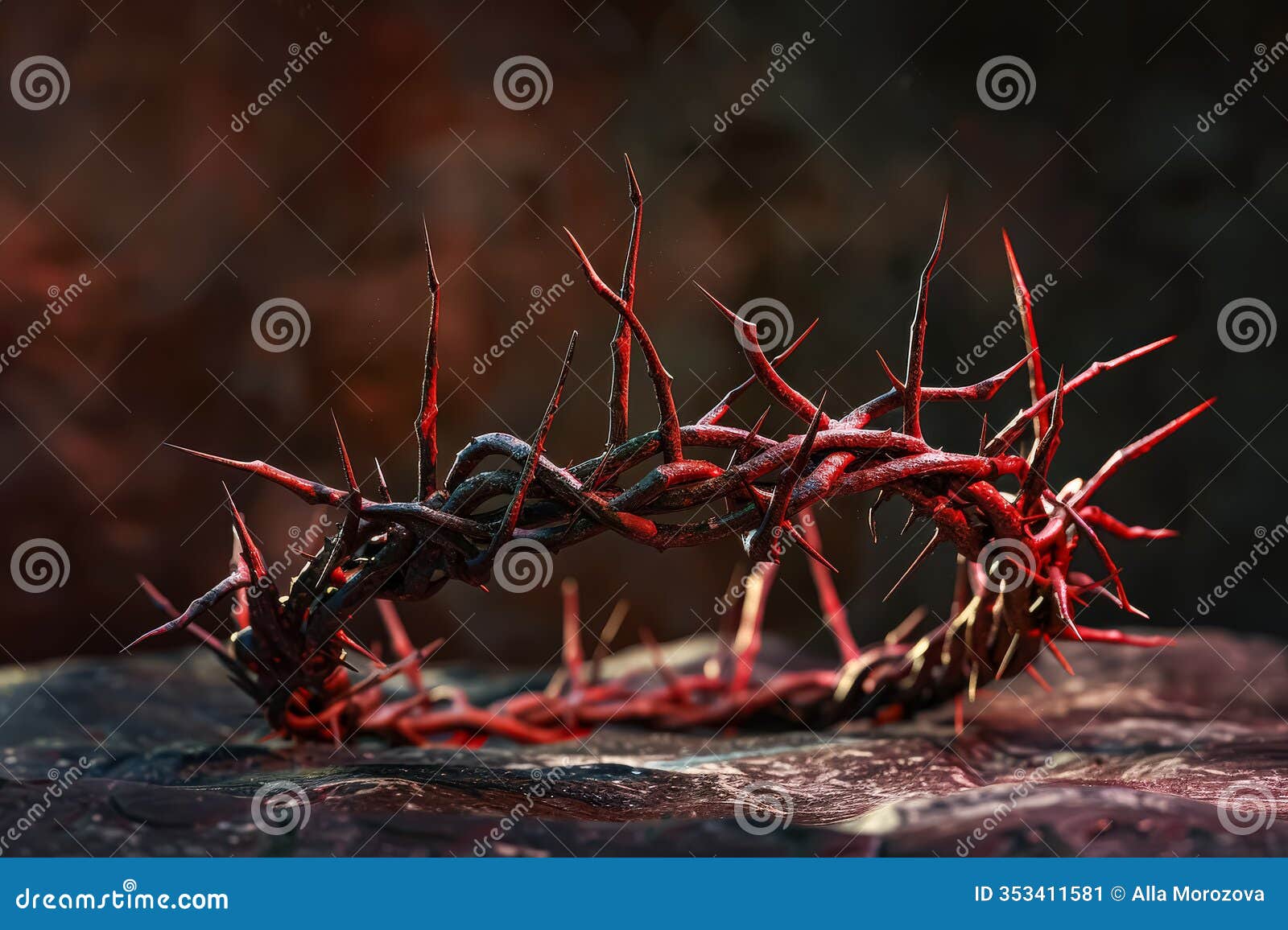 Cross Made of Thorns is on a Rock. Stock Image - Image of fresh, growth ...