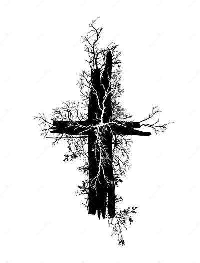 Cross Made of Tree Branches. Vector Illustration Stock Vector ...