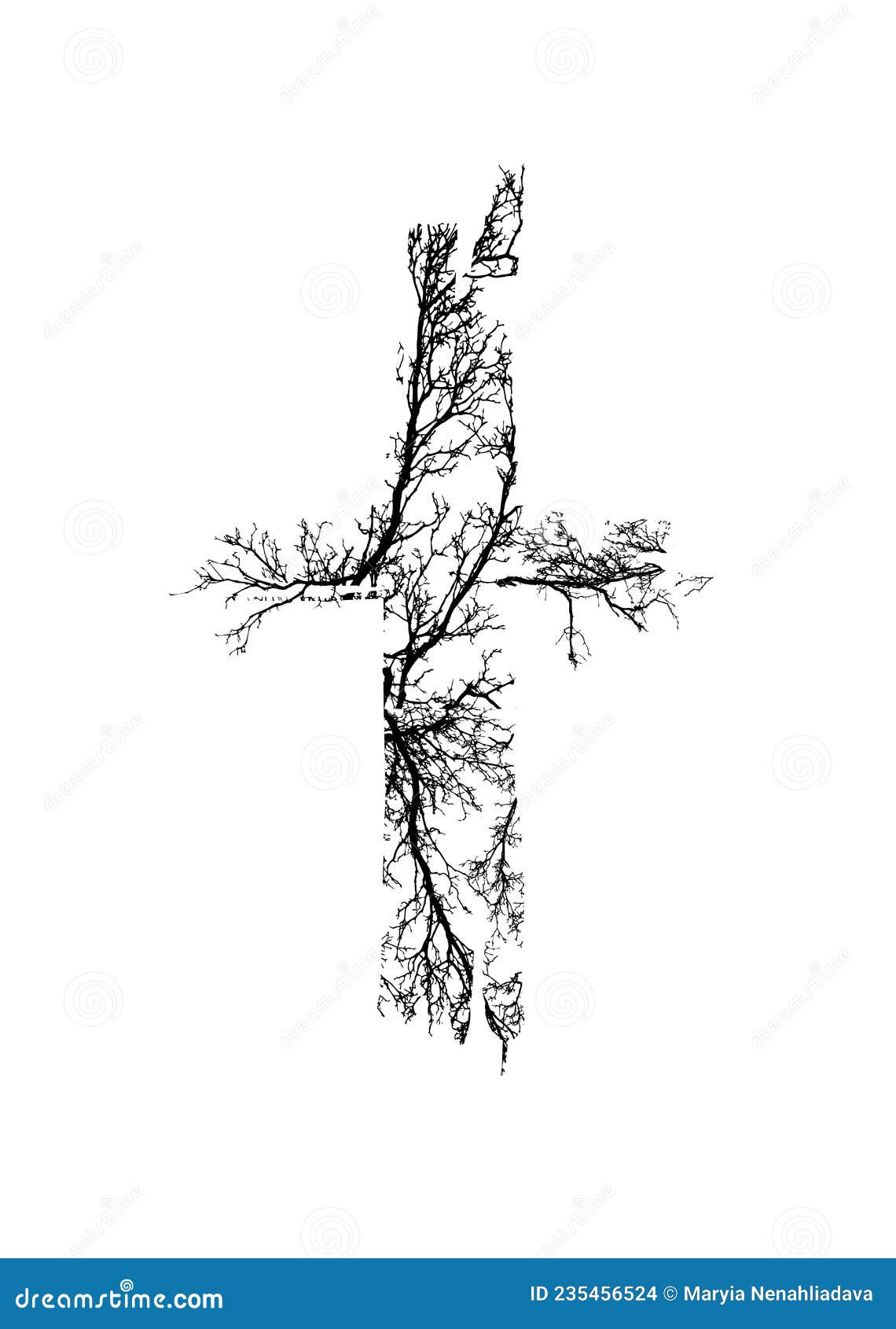 Cross Made of Tree Branches. Vector Illustration Stock Vector ...