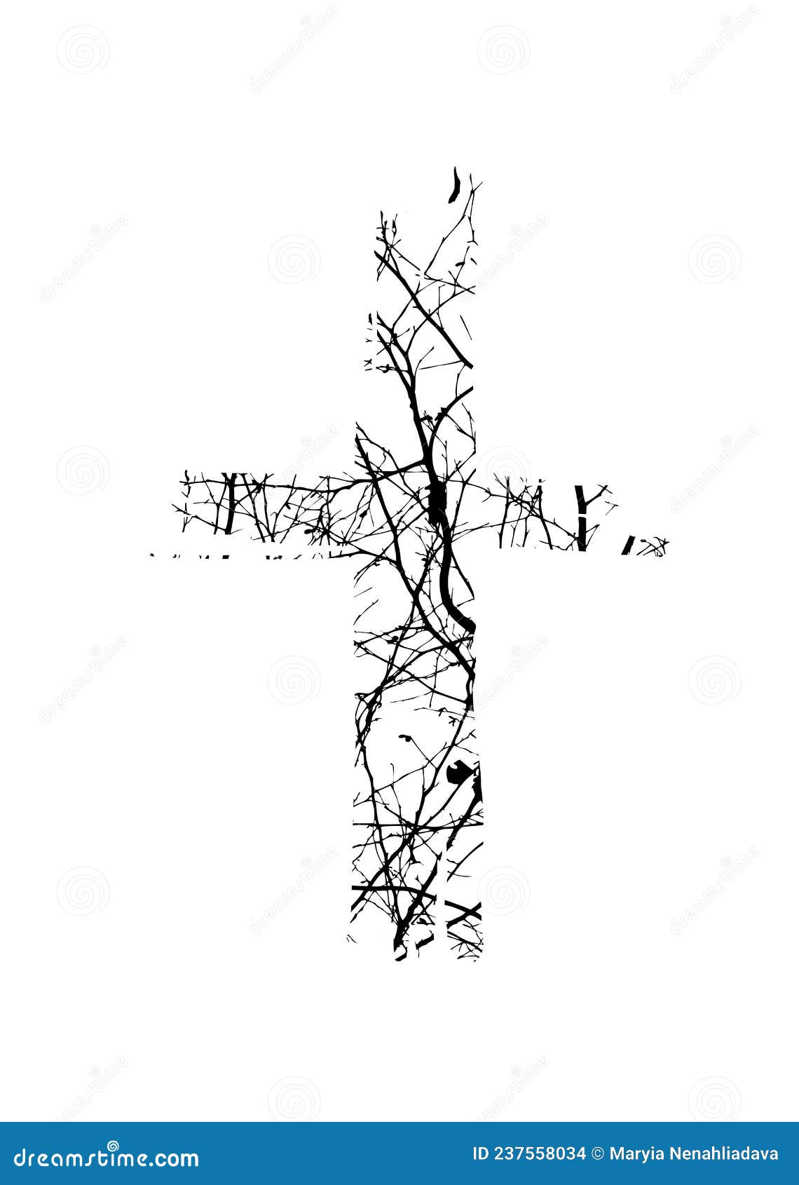 Cross Made of Tree Branches. Vector Illustration Stock Illustration ...