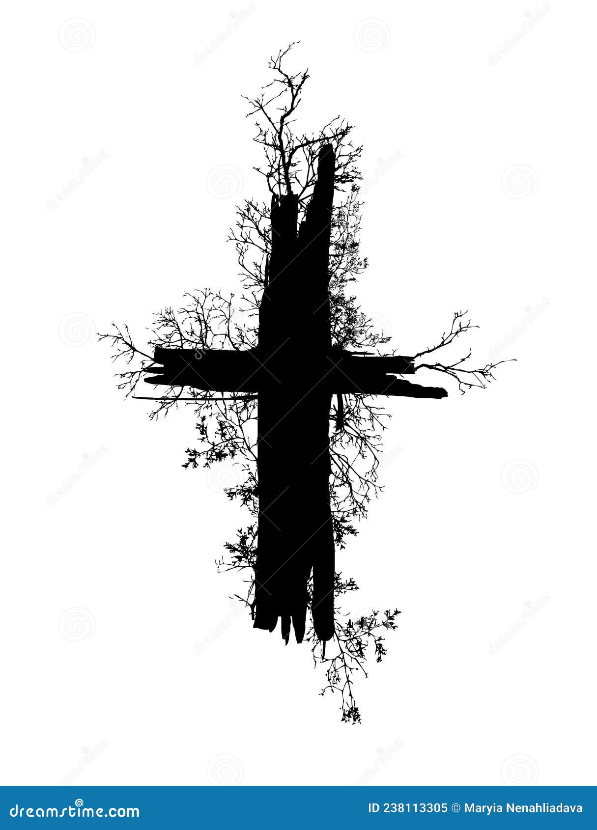 Cross Made of Tree Branches. Vector Illustration Stock Vector ...