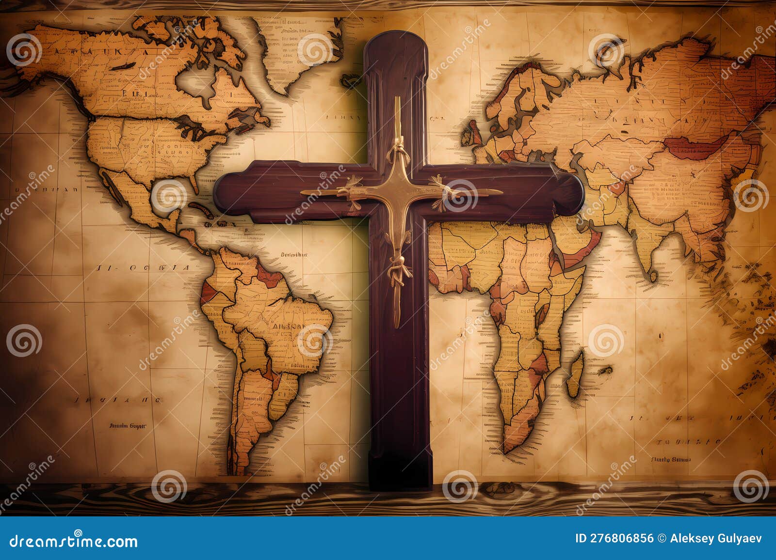 A Cross on a Map of the World AI Generation Stock Illustration ...