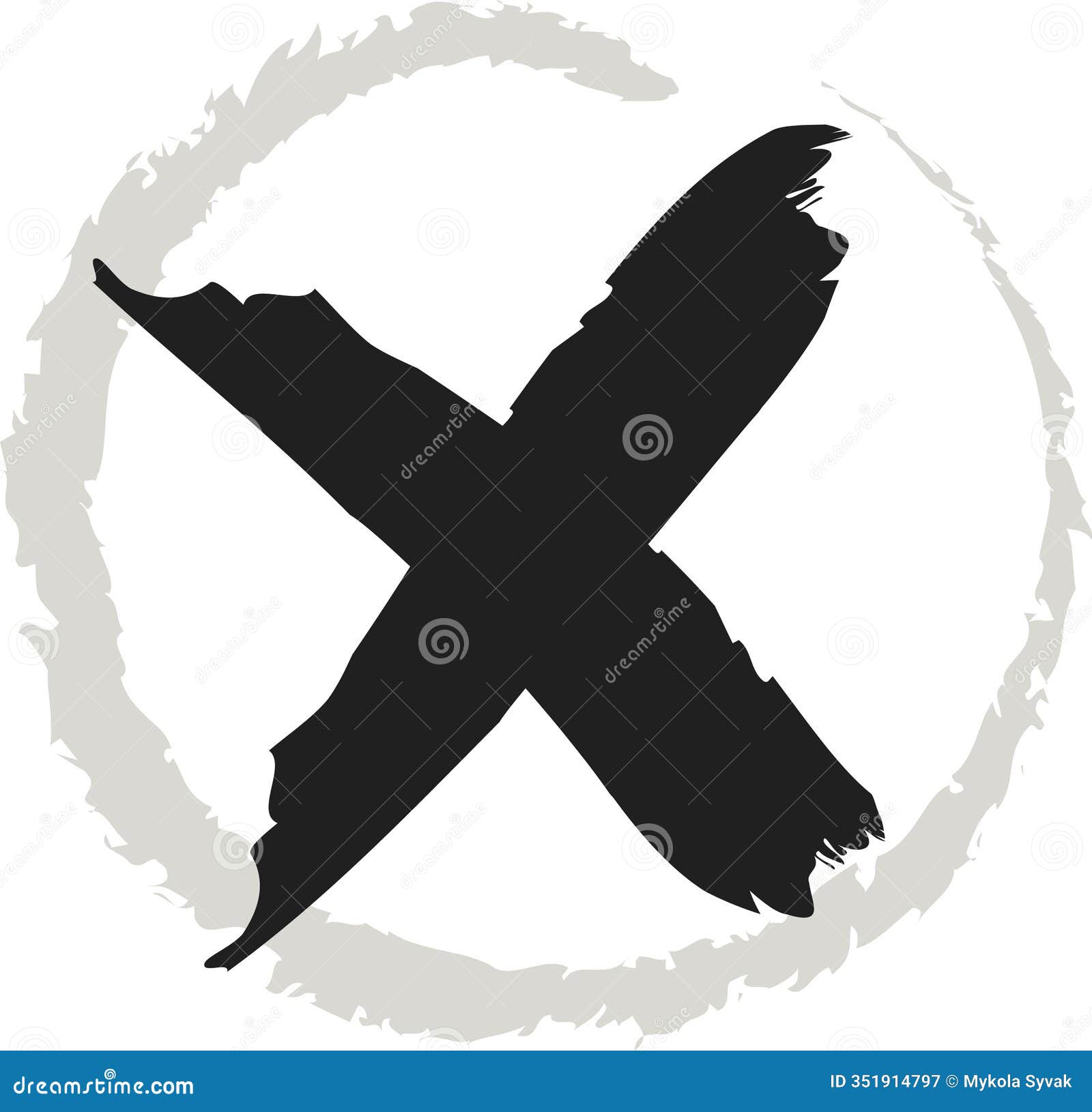 Cross Mark in Circle Doodle Stock Illustration - Illustration of stroke ...