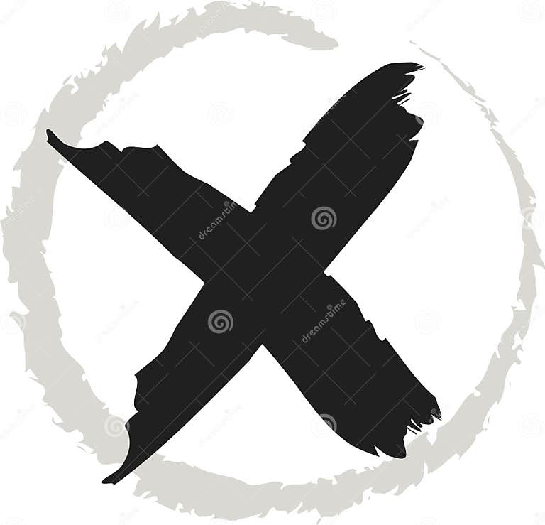 Cross Mark in Circle Doodle Stock Illustration - Illustration of stroke ...