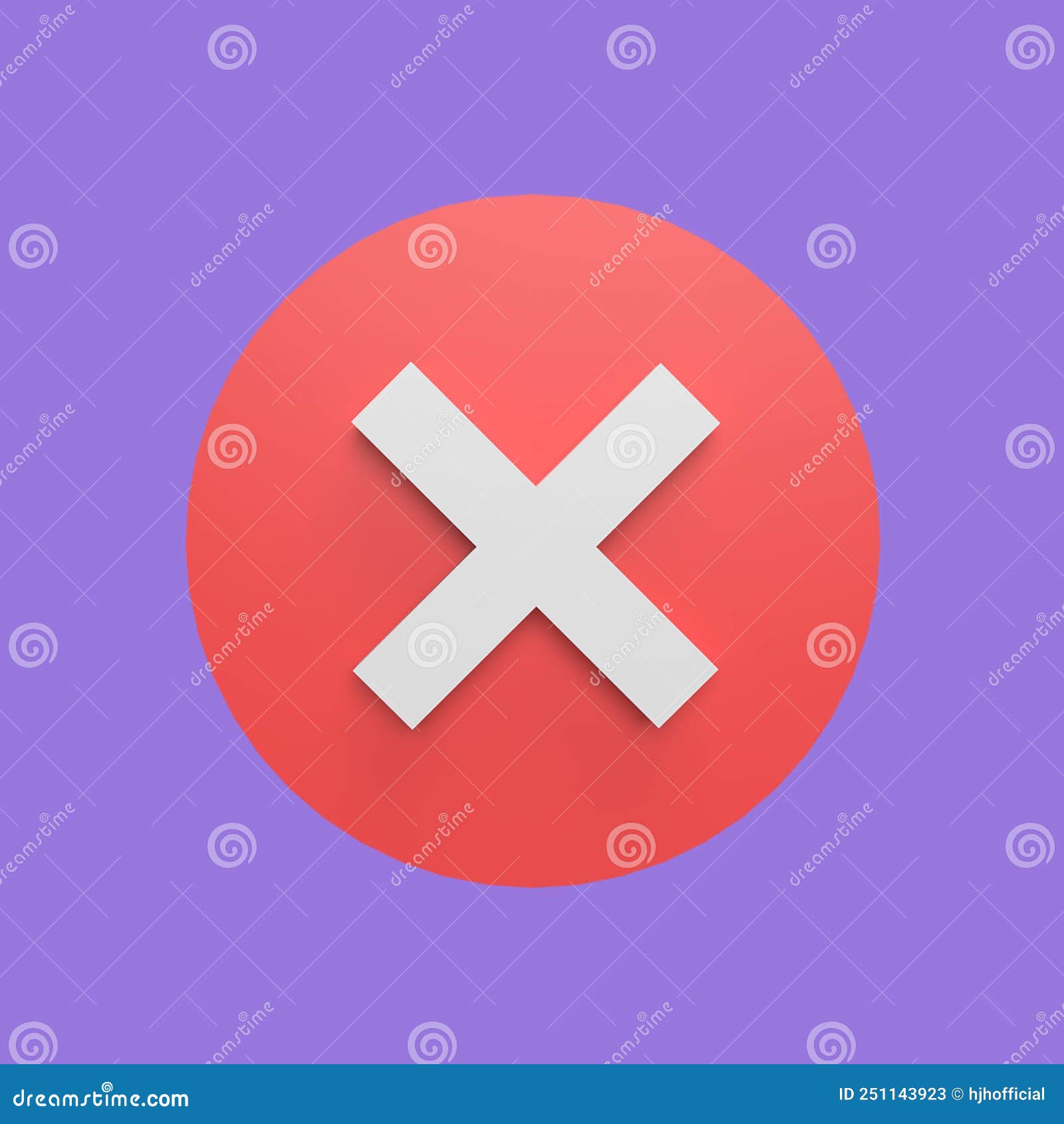Cross Mark 3d Icon Model Cartoon Style Concept. Render Illustration ...