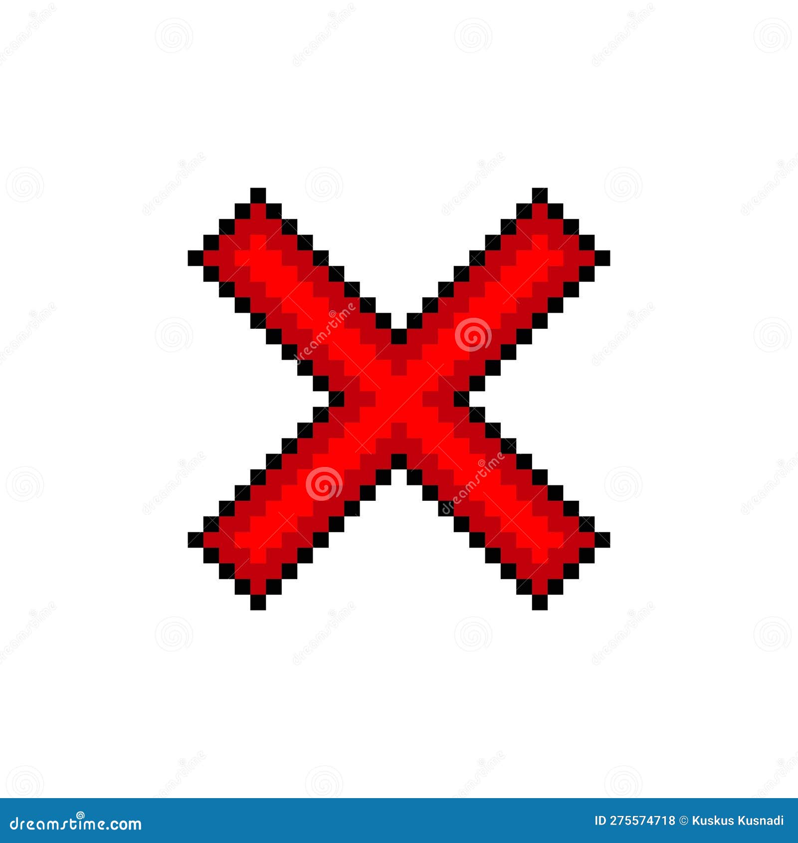 Cross Mark Icon with Pixel Art Stock Vector - Illustration of approved ...